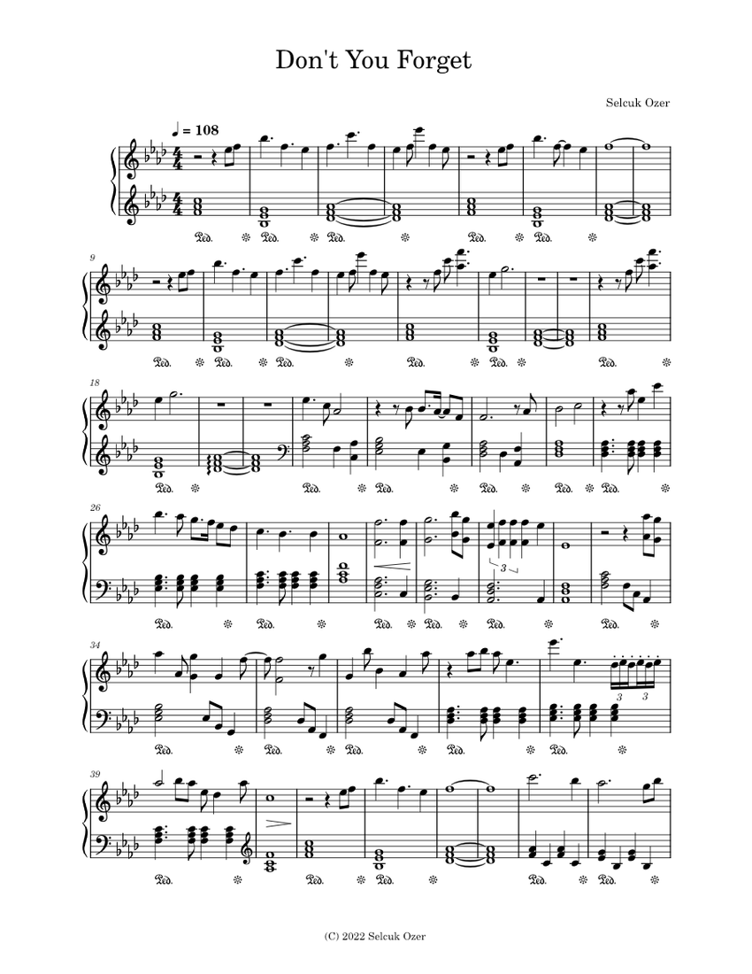 Don't You Forget - piano tutorial