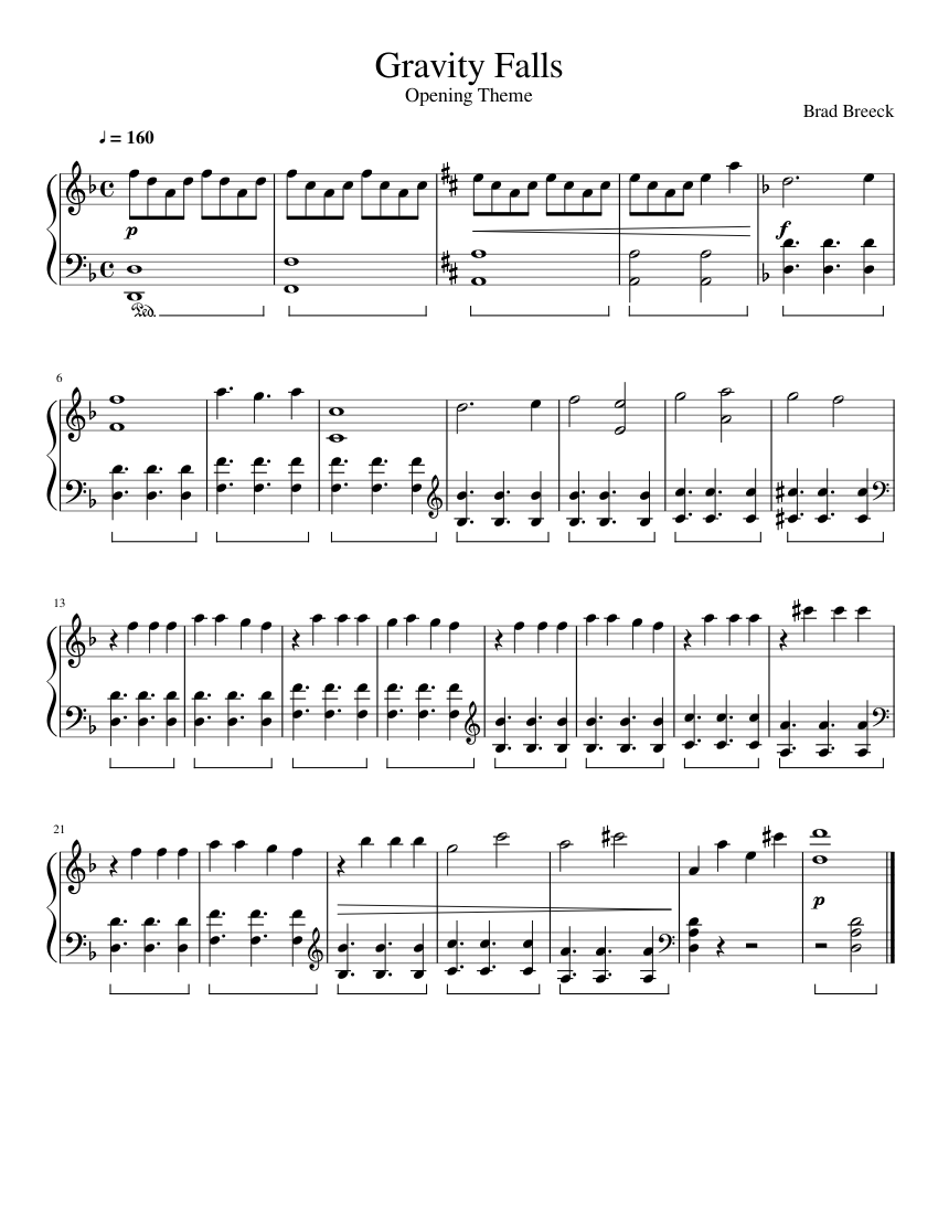 Gravity Falls Sheet music for Piano (Solo) Easy | Musescore.com