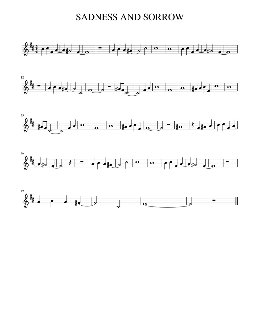SADNESS AND SORROW Sheet music for Trumpet in b-flat (Solo) | Musescore.com