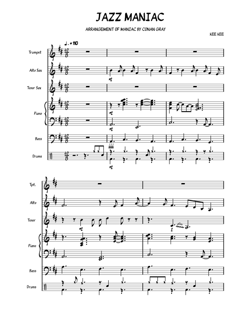 JAZZ MANIAC Sheet music for Piano, Saxophone alto, Saxophone tenor ...