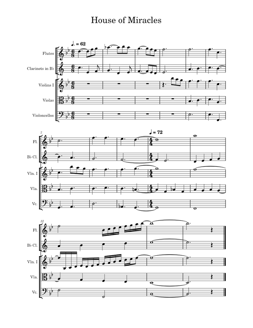 House of Miracles – Brandon Lake Sheet music for Flute, Clarinet in b ...