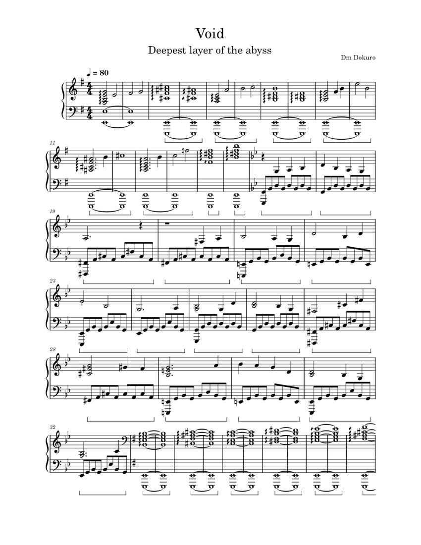Void – DM DOKURO Theme of the deep abyss Sheet music for Piano (Solo ...