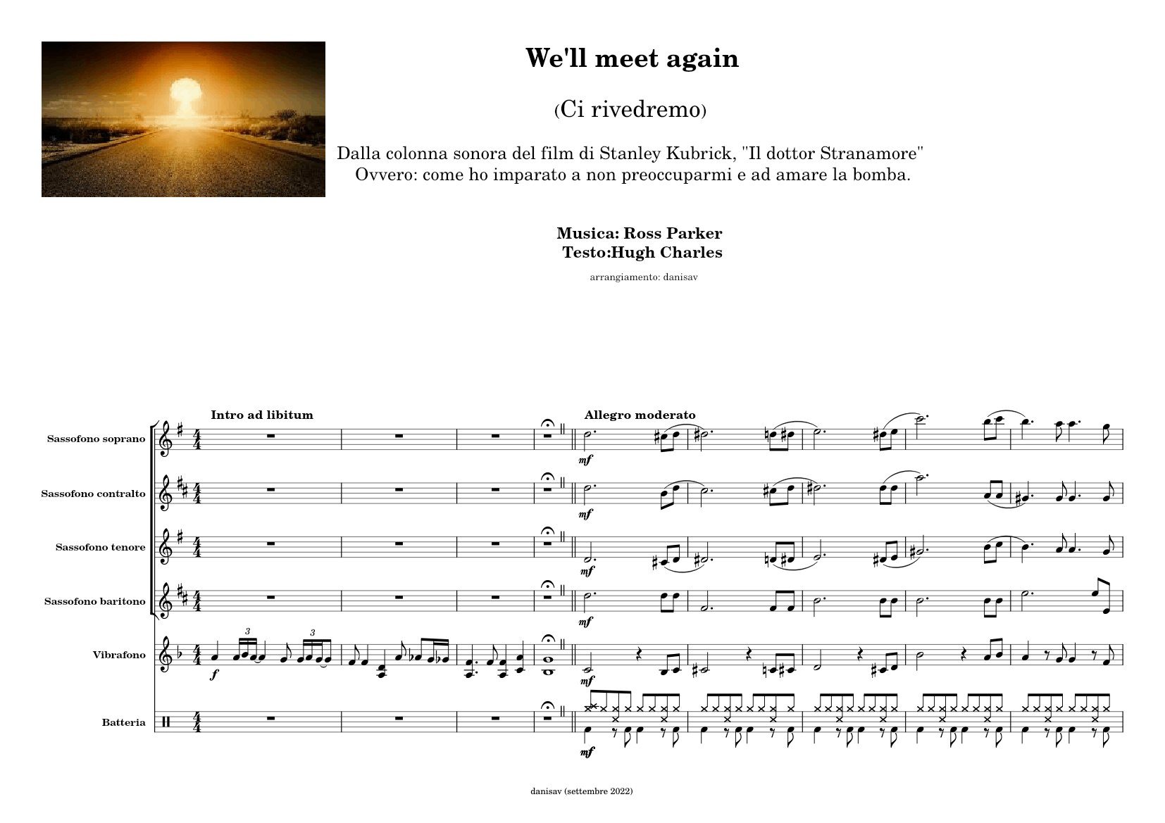We'll meet again (Ci rivedremo) Sax and percussion remix Sheet music ...