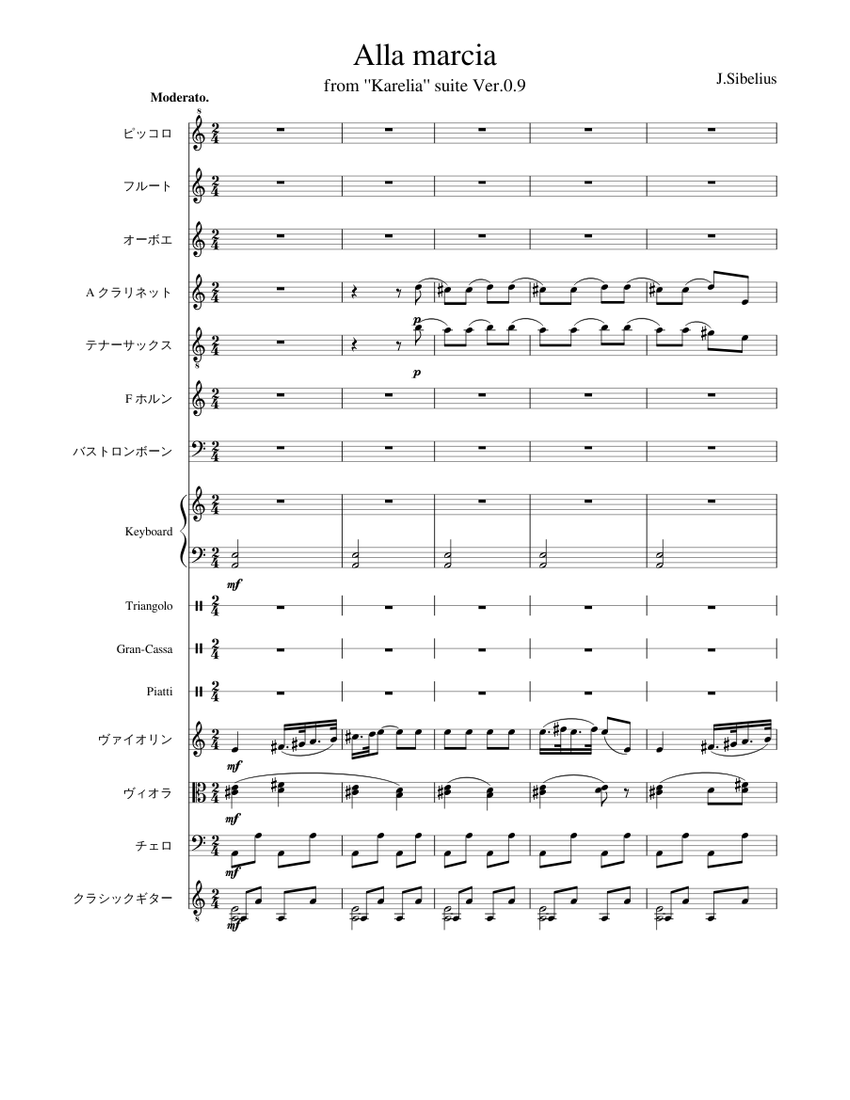 Karelia_Alla_Marcia Sheet music for Piano, Trombone bass, Flute piccolo ...