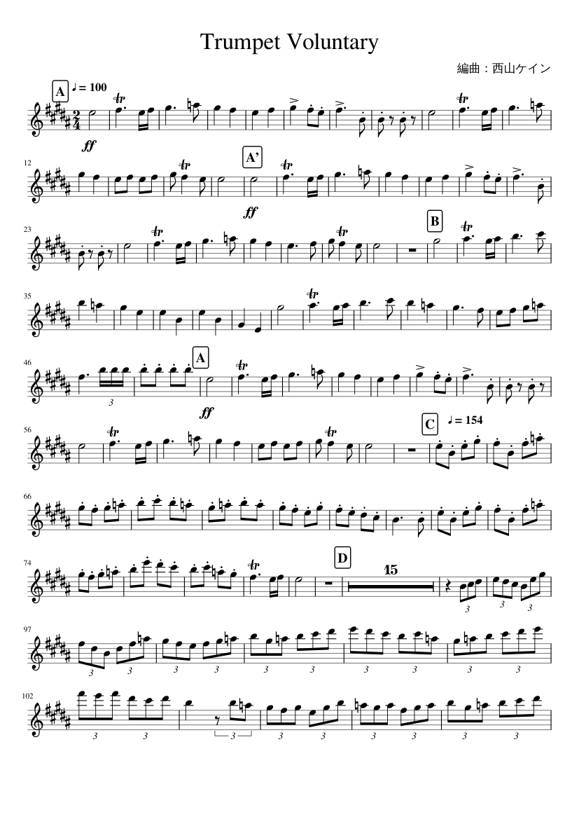Trumpet Voluntary Sheet music for Trumpet in b-flat (Solo) | Musescore.com