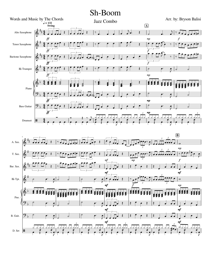 Sh-boom (Life Could Be A Dream) – The Chords Sh-Boom Sheet music for Piano, Saxophone alto ...