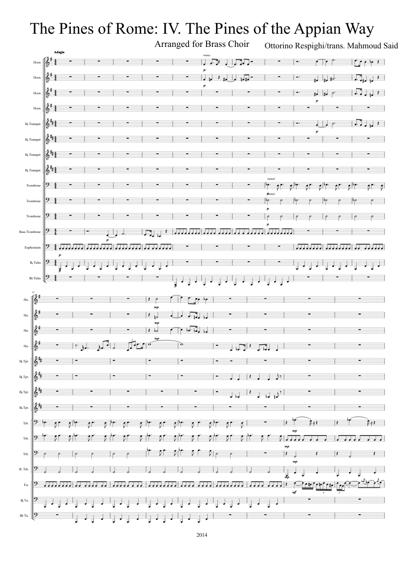 The Pines of the Appian Way Sheet music for Trombone, Tuba, Trumpet other (Brass Ensemble ...