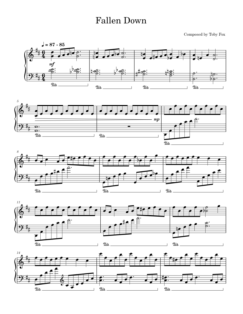 Fallen Down – Undertale Piano Collections Sheet music for Piano (Solo) | Musescore.com