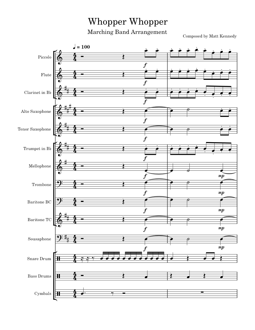 Whopper Whopper Sheet music for Trombone, Tuba, Flute, Oboe & more ...