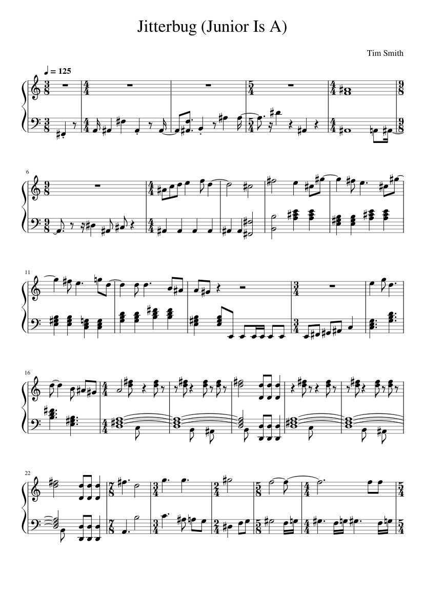 Jitterbug (Junior Is A) – Cardiacs Sheet music for Piano (Solo ...