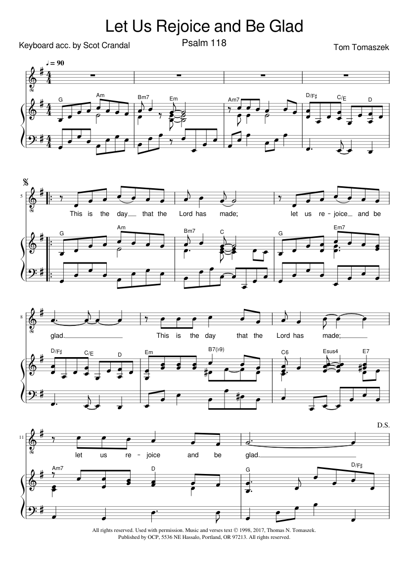Let Us Rejoice and Be Glad Piano - Ps 118 - Tom Tomaszek - Piano ...