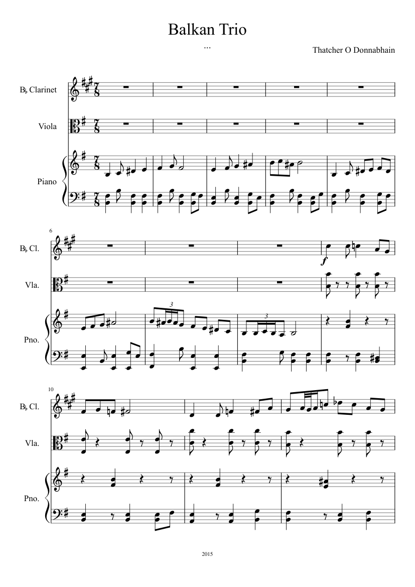 Balkan style/klezmer style Sheet music for Piano, Viola (Solo ...