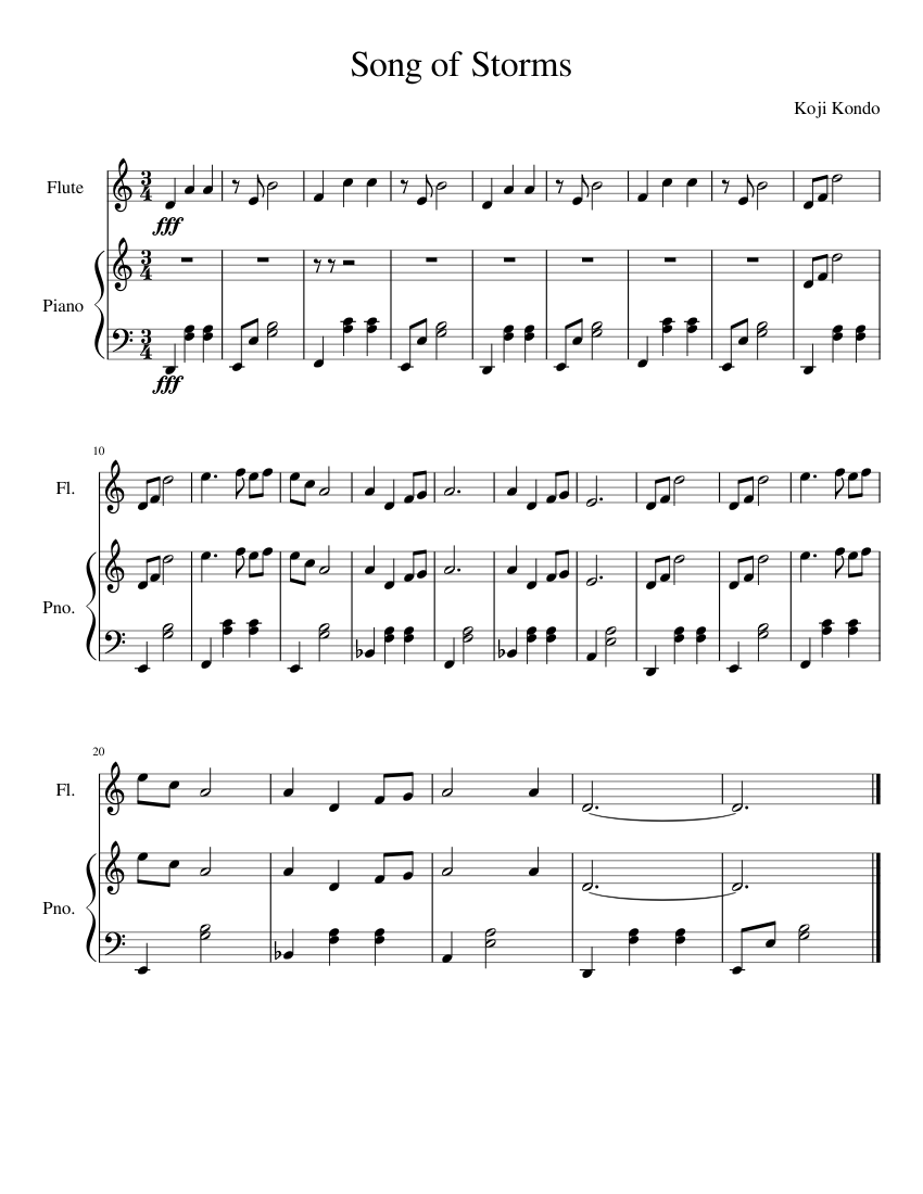 Song of Storms Piano Flute Sheet music for Piano, Flute (Solo ...