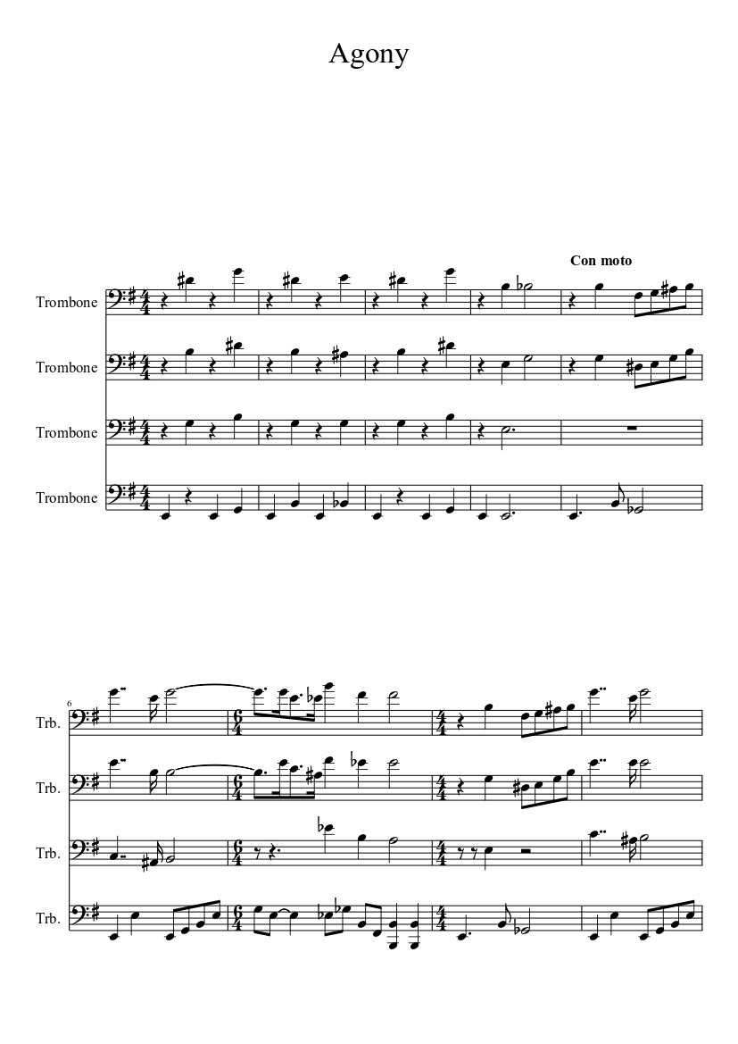 Agony Sheet music for Trombone (Mixed Quartet) | Musescore.com