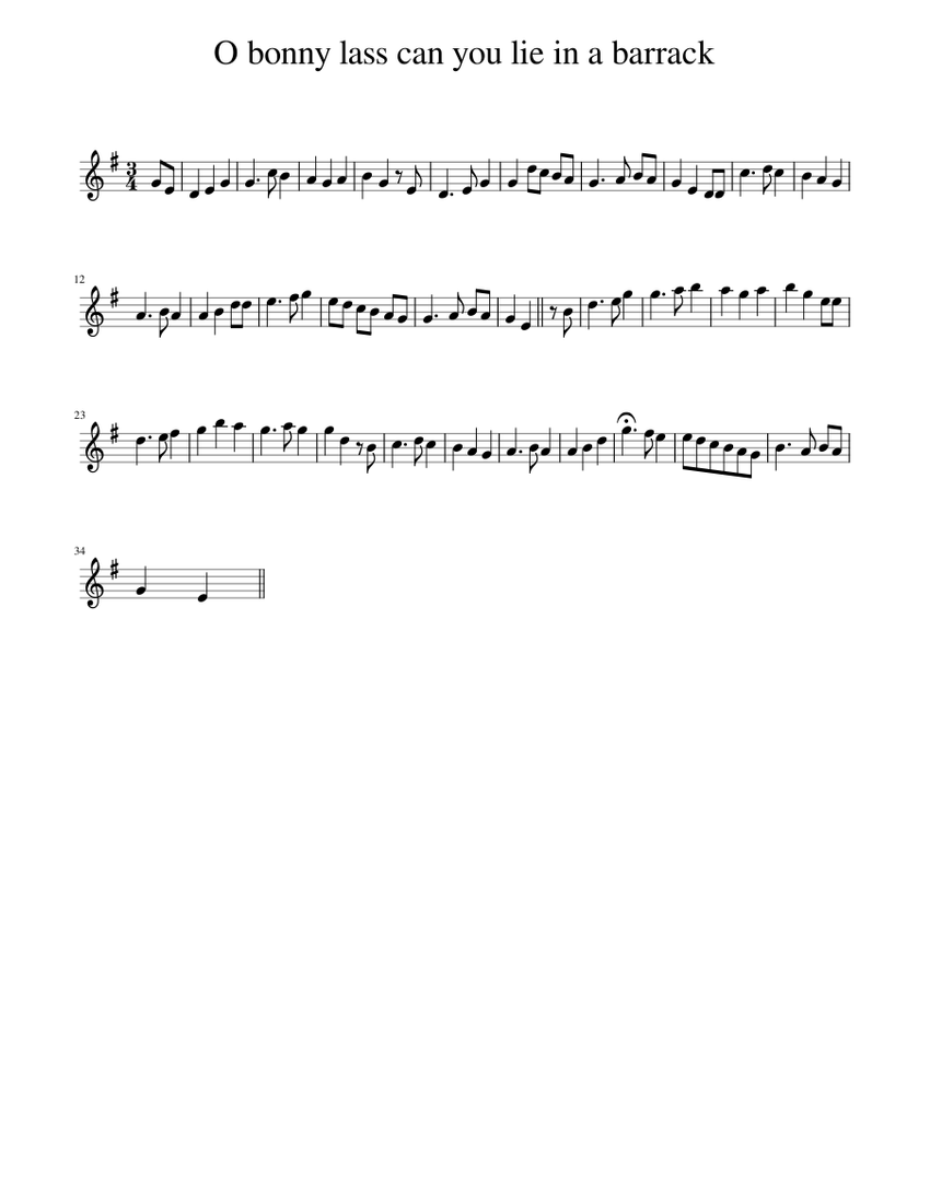O bonny lass can you lie in a barrack Sheet music for Piano (Solo ...
