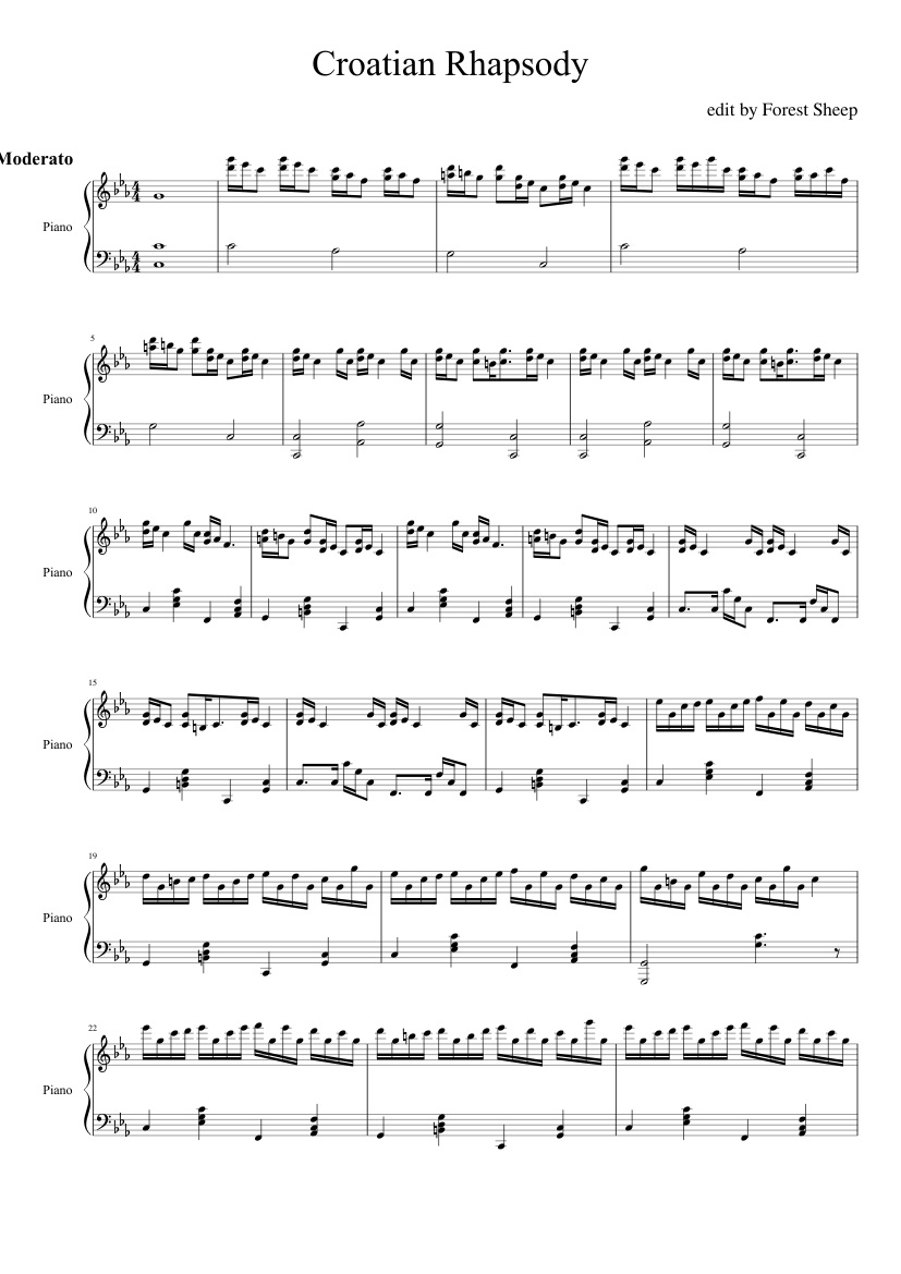 Croatian Rhapsody Sheet Music for Piano (Solo) | MuseScore.com
