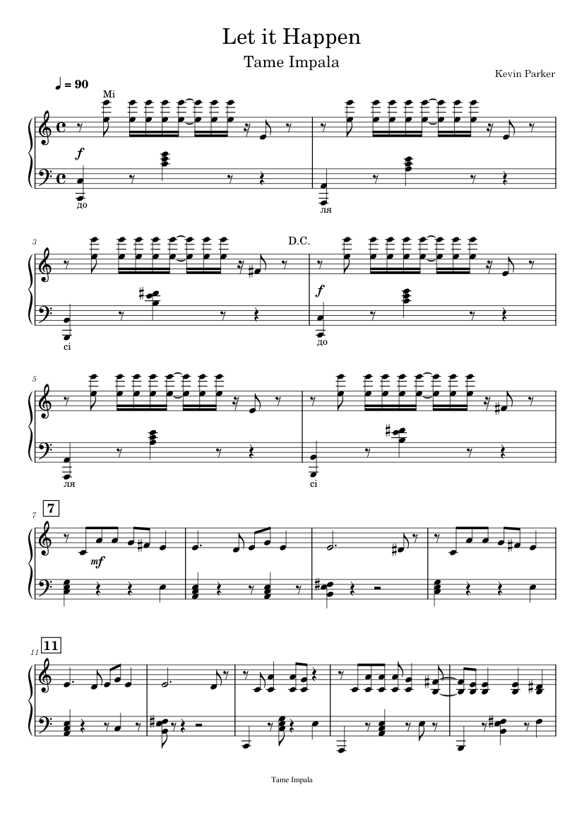 Let it Happen для ст Sheet Music for Piano (Solo) | MuseScore.com