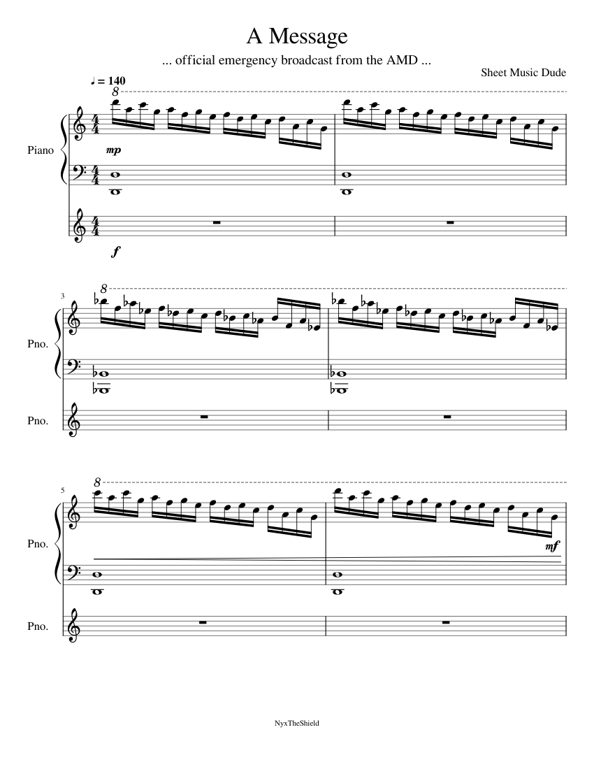 A Message Sheet music for Piano (Solo) | Musescore.com