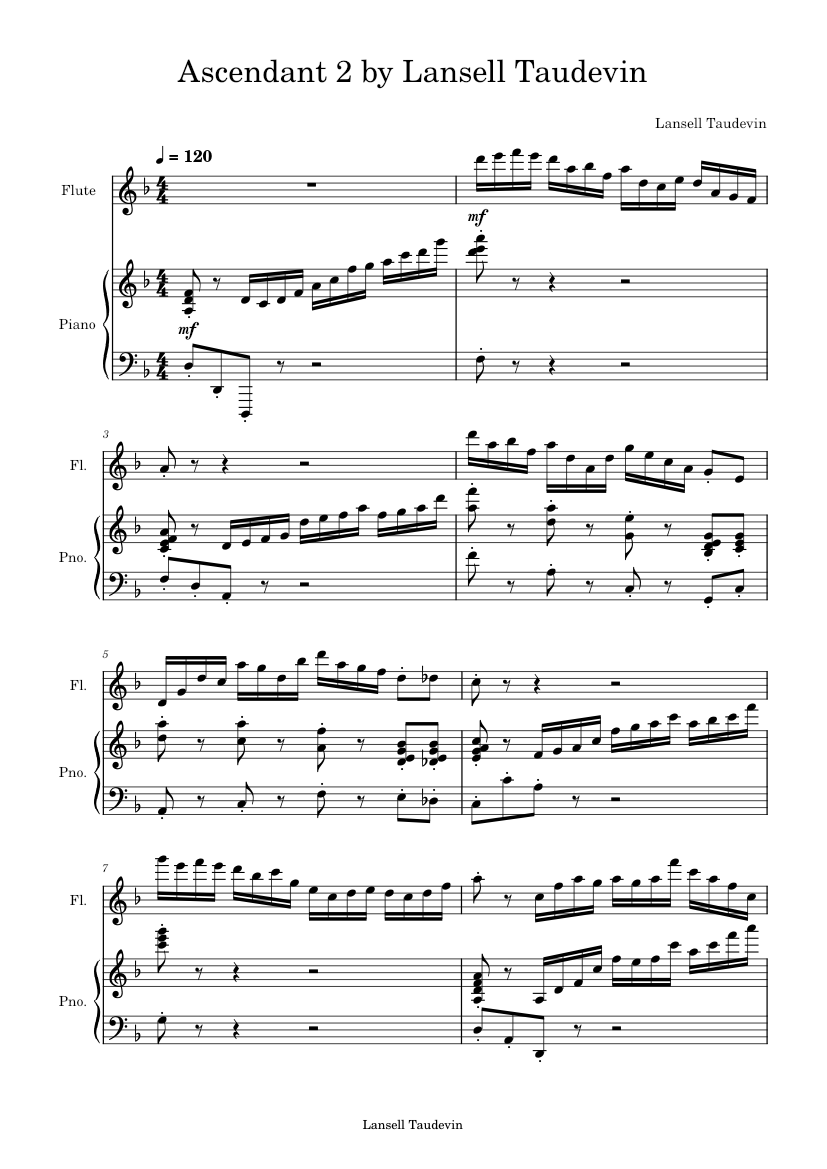 Ascendant_2_by_Lansell_Taudevin Sheet music for Piano, Flute (Solo ...