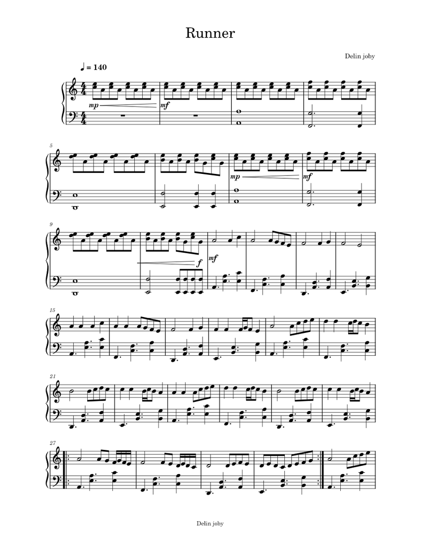 Runner Sheet music for Piano (Solo) | Musescore.com
