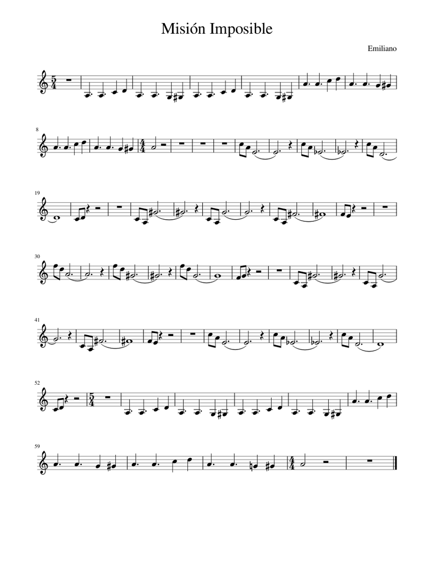 Misión Imposible Sheet music for Trumpet in c (Solo) | Musescore.com