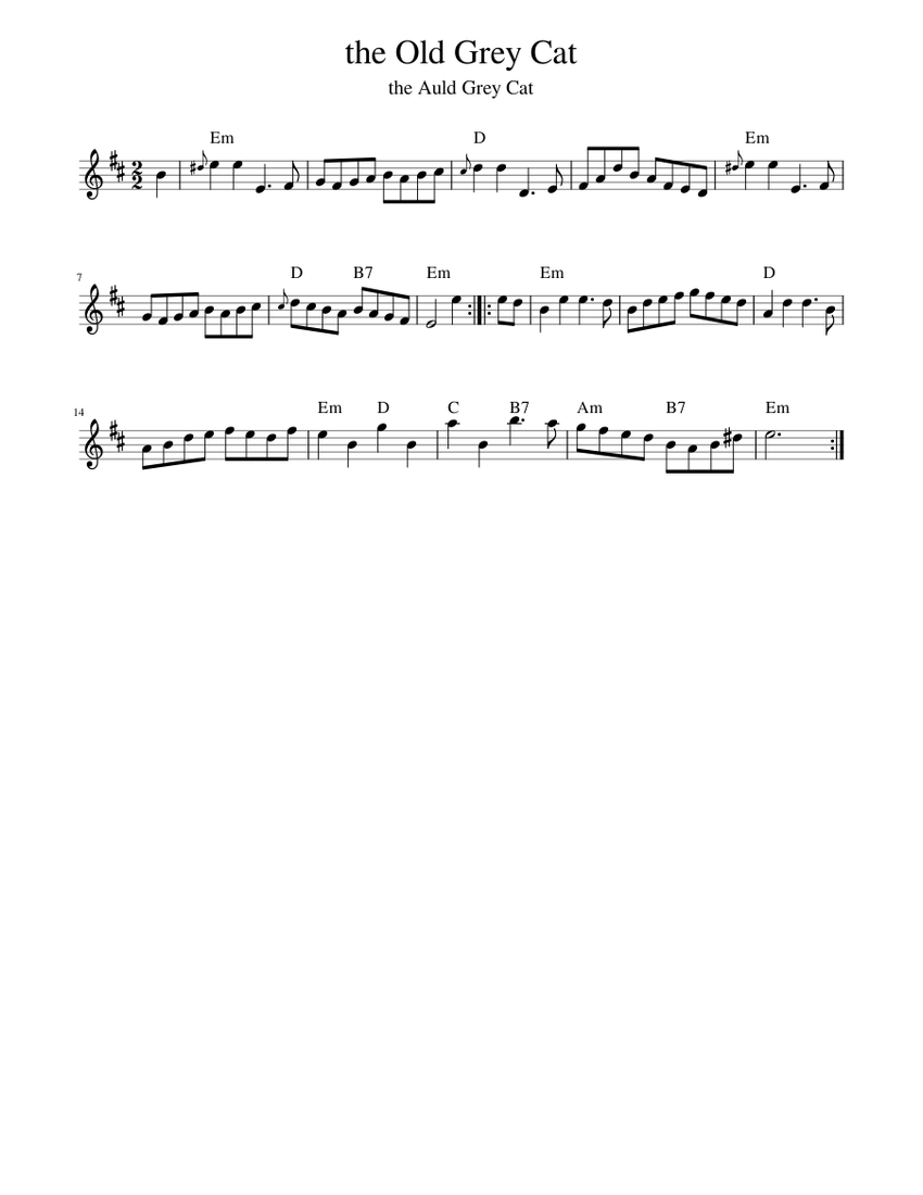 the Old Grey Cat Sheet music for Piano (Solo) | Musescore.com