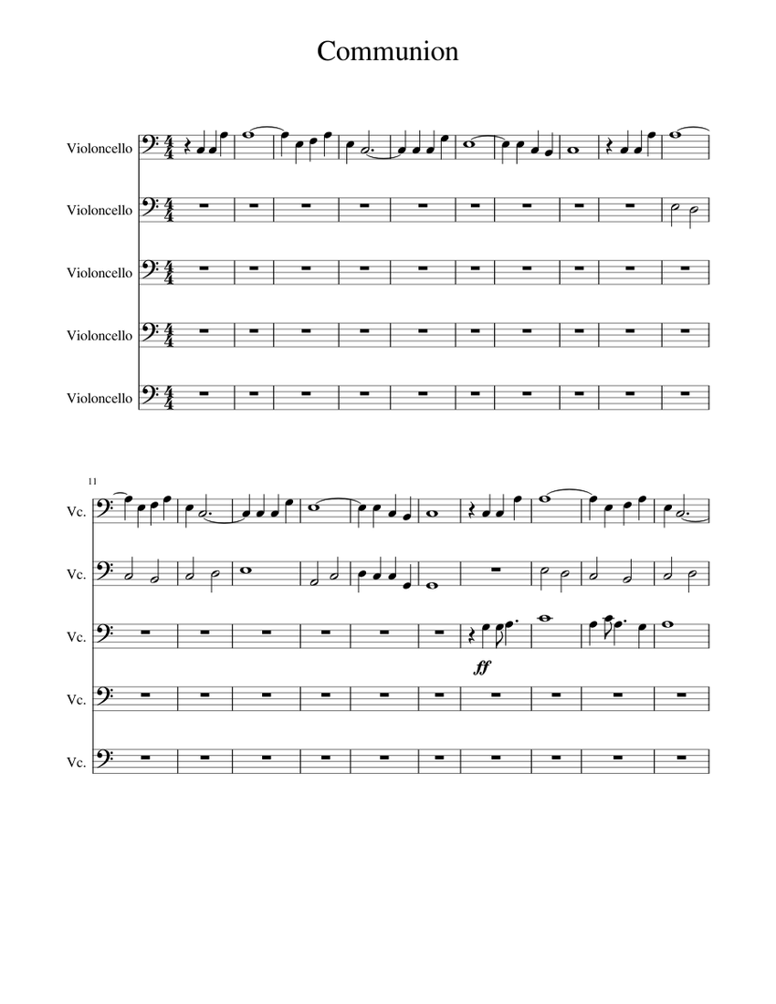 Communion Sheet music for Cello (Mixed Quintet) | Musescore.com