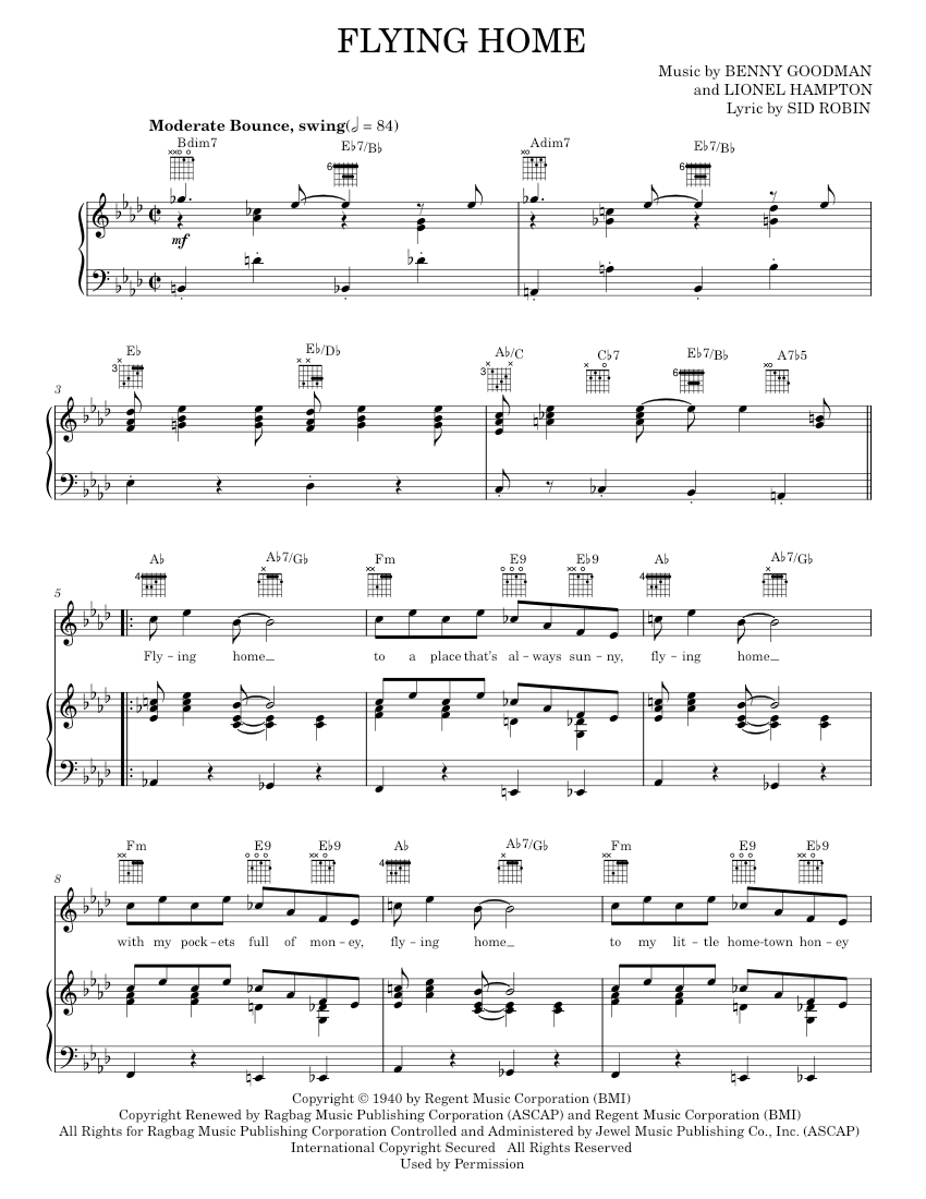 Play Official version of Flying Home Sheet Music by Benny Goodman for ...
