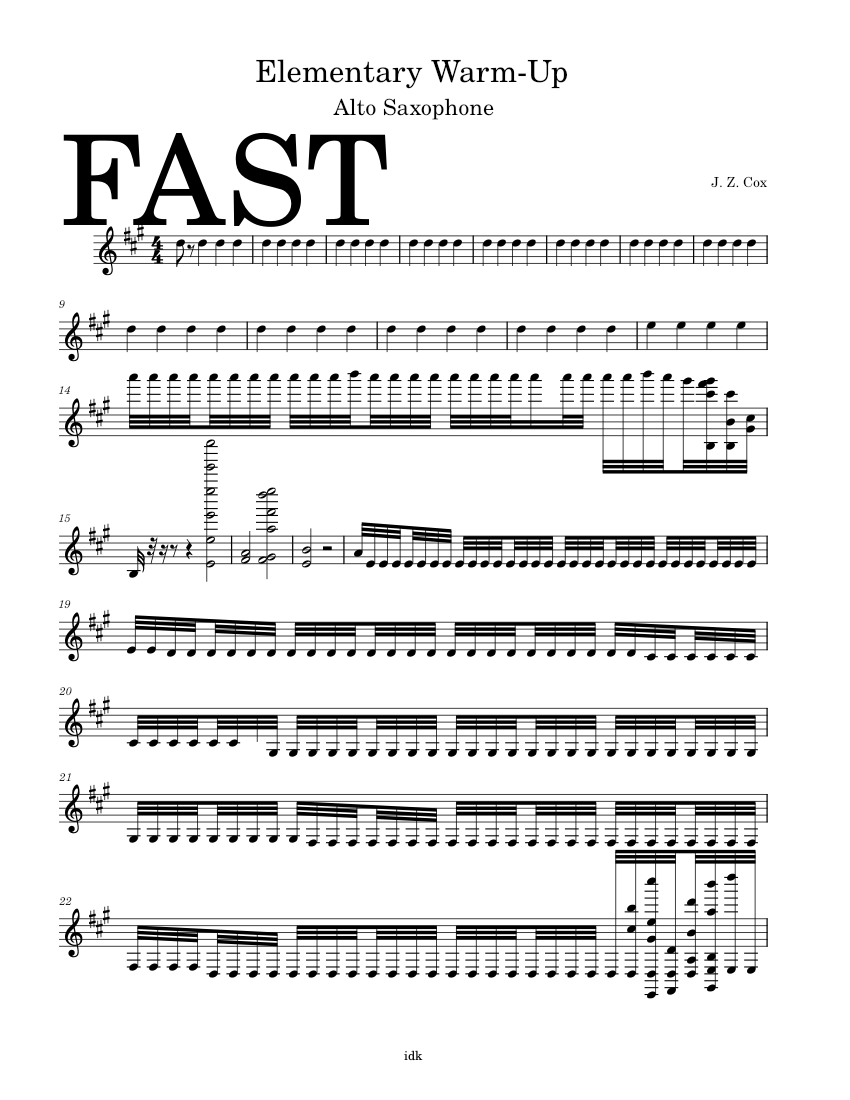 Warmups – Misc Elementary_Warm-Up Sheet music for Saxophone alto ...