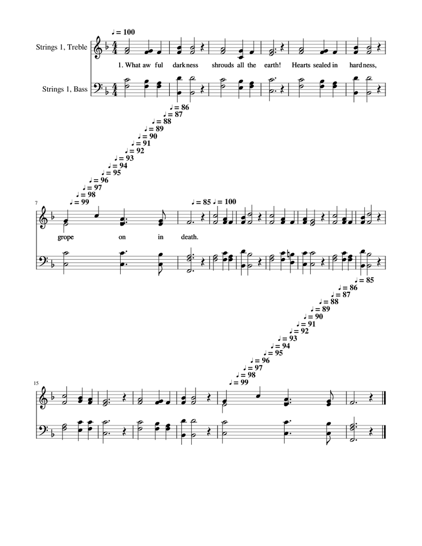 What awful darkness shrouds all the earth Sheet music for Strings group ...