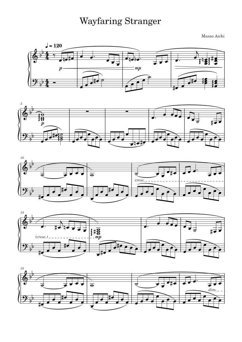 Wayfaring Stranger Sheet music for Piano (Solo) | Musescore.com