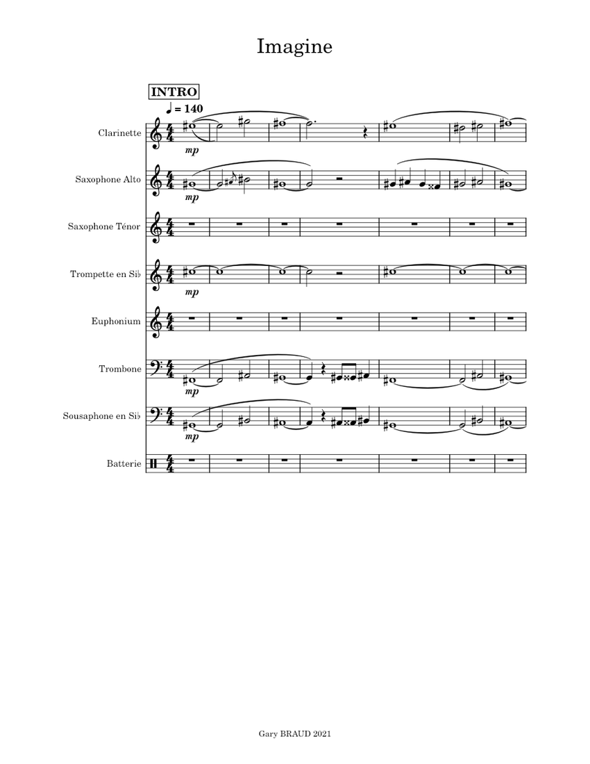 Imagine Sheet music for Trombone, Euphonium, Saxophone alto, Saxophone ...