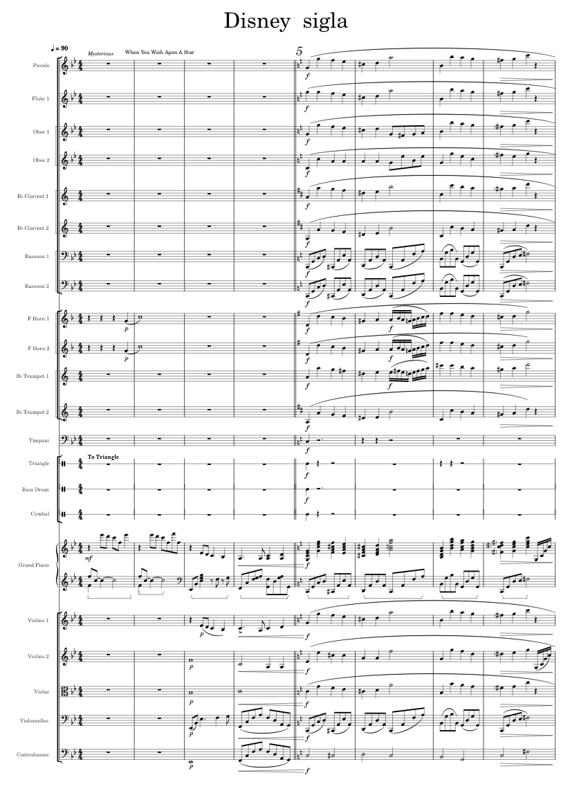 Disney Sigla – Misc Soundtrack Sheet music for Piano, Flute piccolo ...