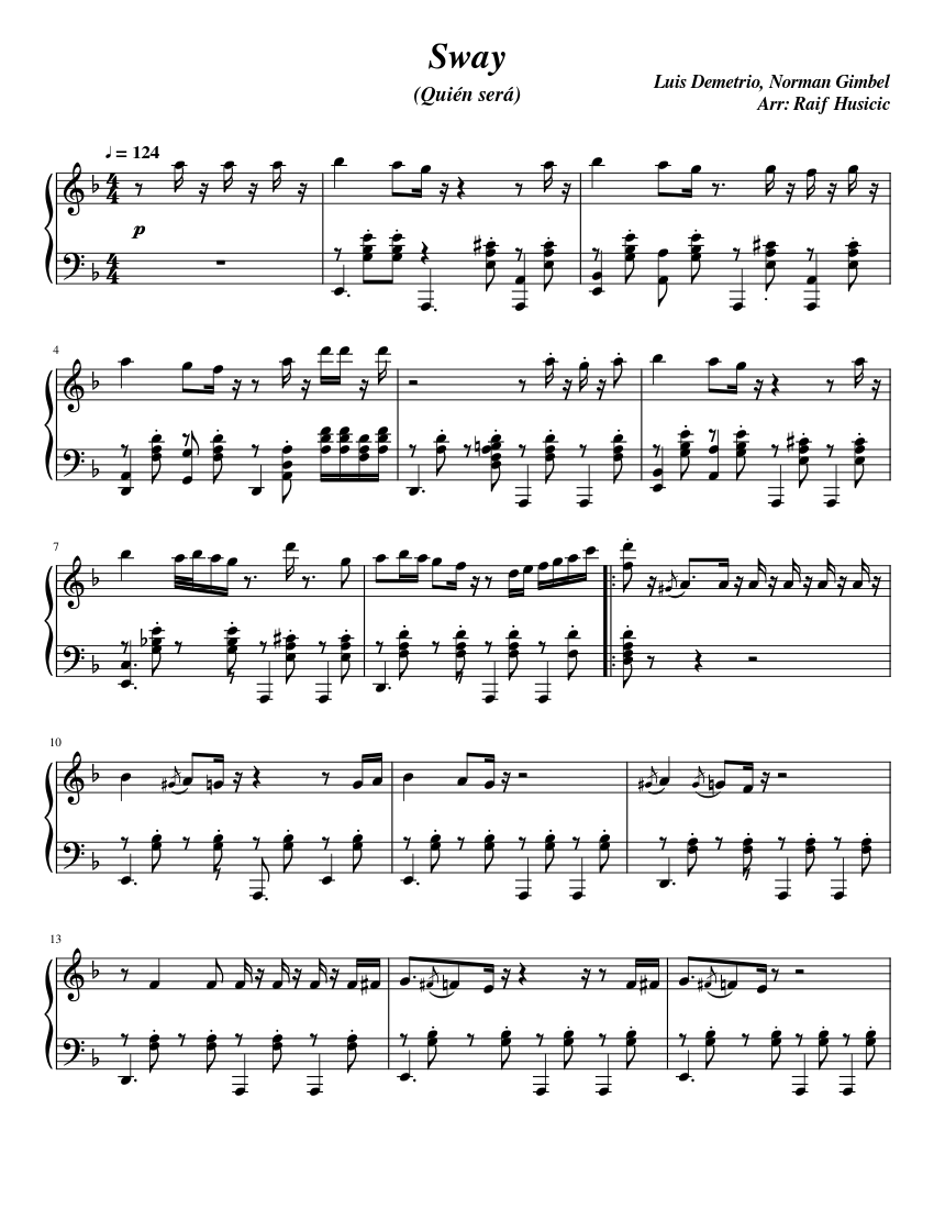 Sway Sheet Music for Piano (Solo) | MuseScore.com