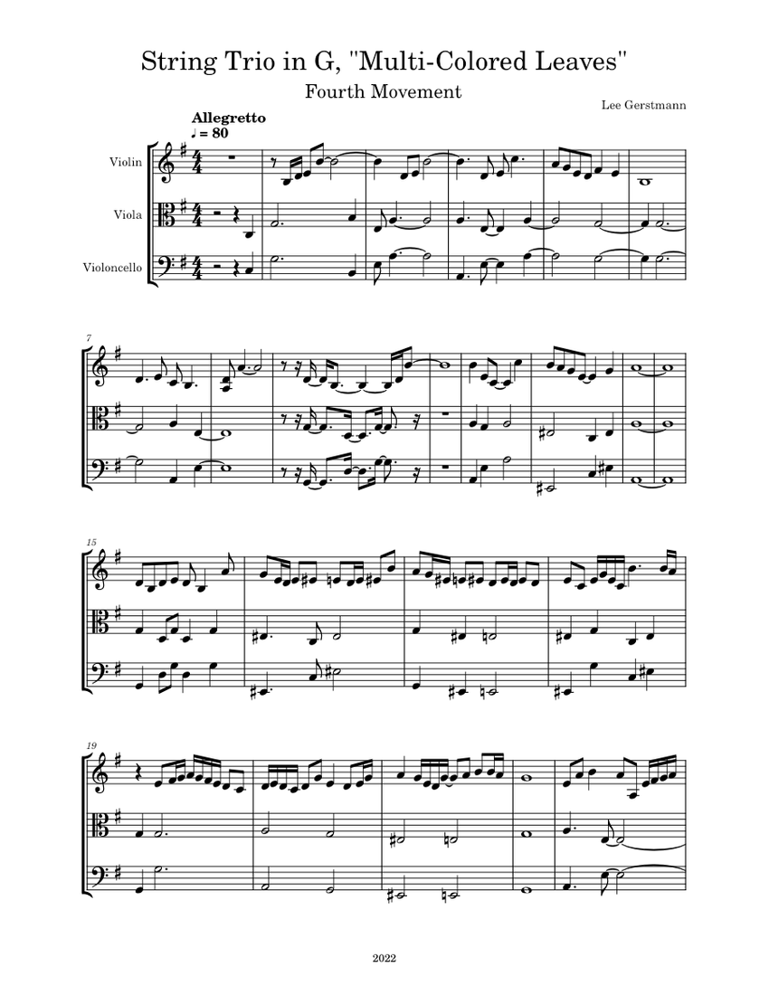 "Multi-Colored Leaves" String Trio - Fourth Movement Sheet music for ...