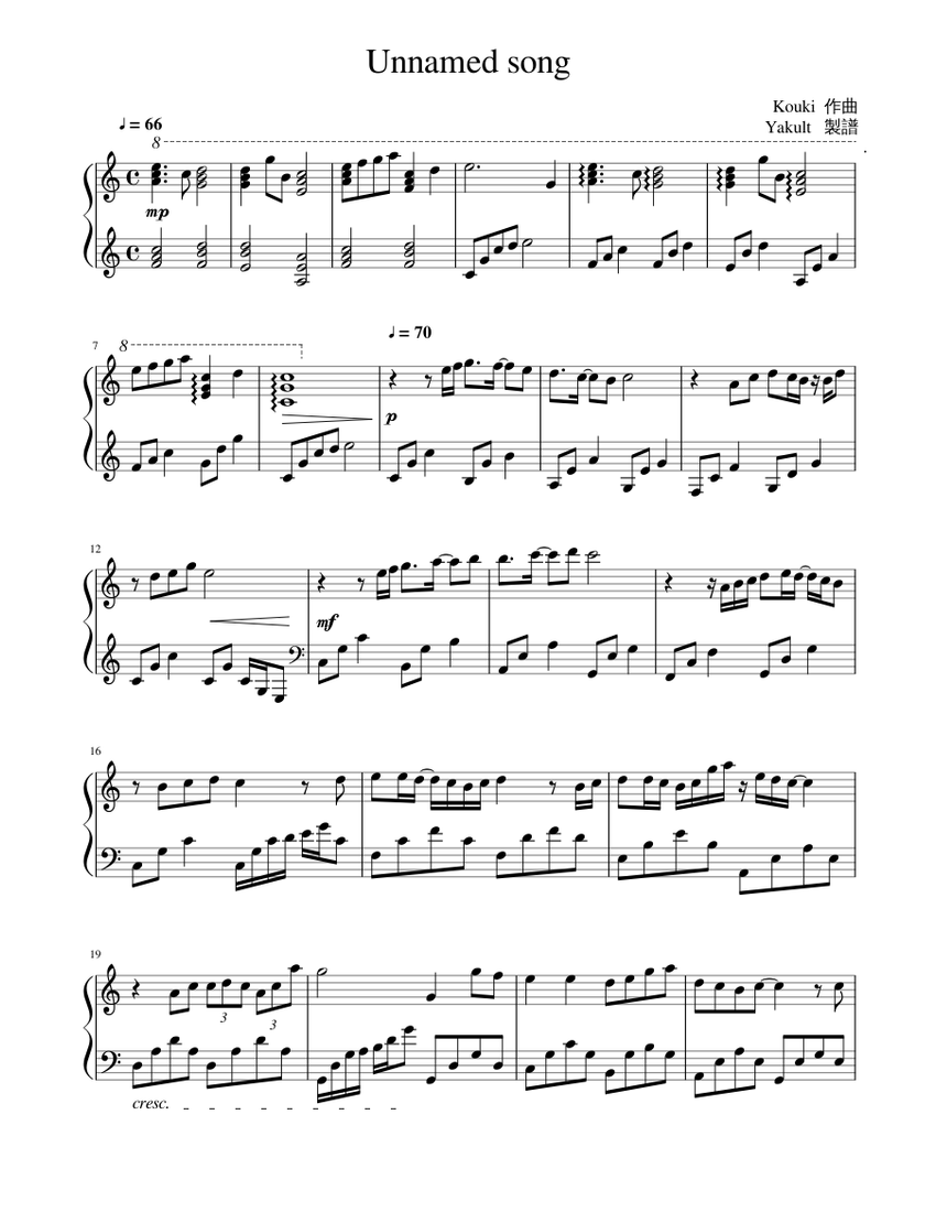 Unnamed song musescore Sheet music for Piano (Solo) | Musescore.com