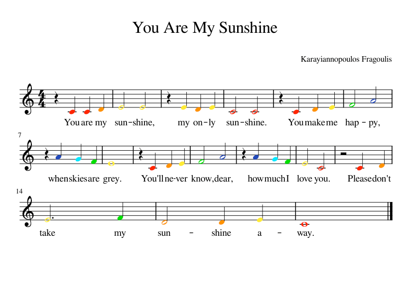 You Are My Sunshine Sheet Music for Glockenspiel (Solo) | MuseScore.com