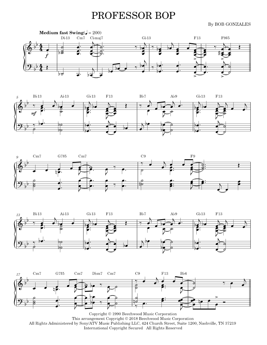 Play Official version of Professor Bop sheet music by Babs Gonzalez for ...