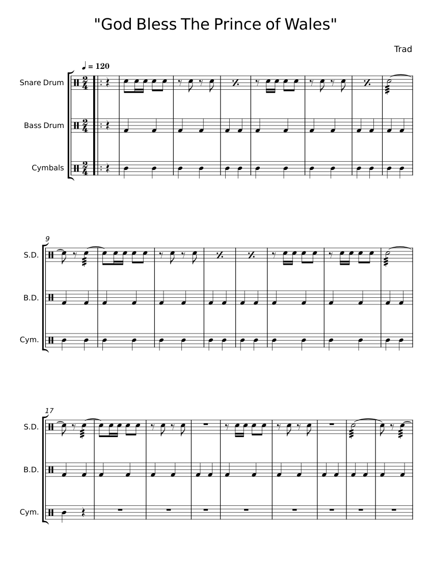God Bless The Prince of Wales Sheet music for Drum group (Percussion ...