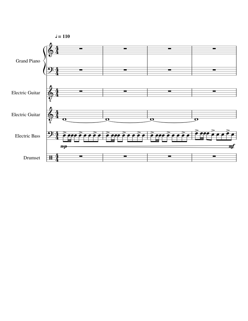 Comp Sheet music for Piano, Guitar, Bass guitar, Drum group (Mixed ...