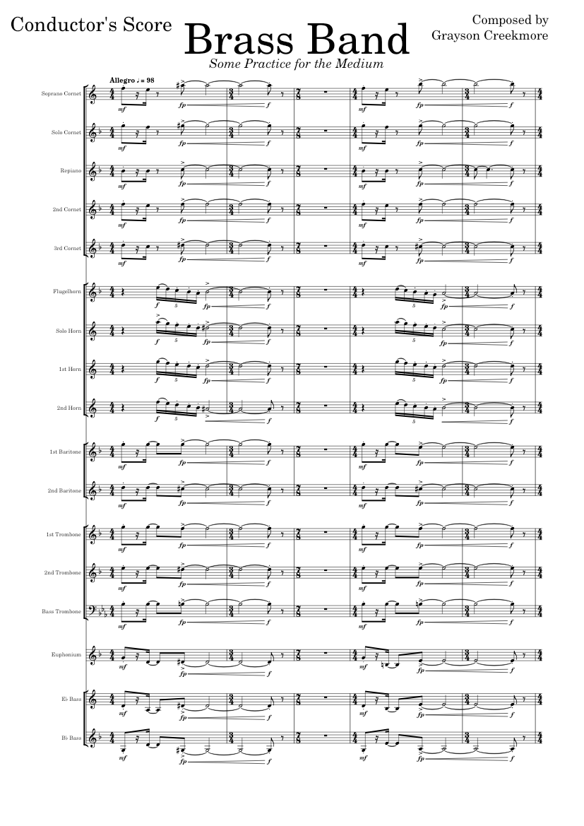 Brass Band Practice #1 Sheet music for Trombone, Cornet, Euphonium, Tuba & more instruments ...