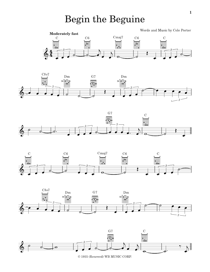 Play Official version of Begin the beguine Sheet Music by Cole Porter ...