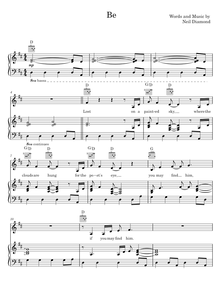 Be jonathan livingston seagull - Neil Diamond Sheet Music with Chords ...
