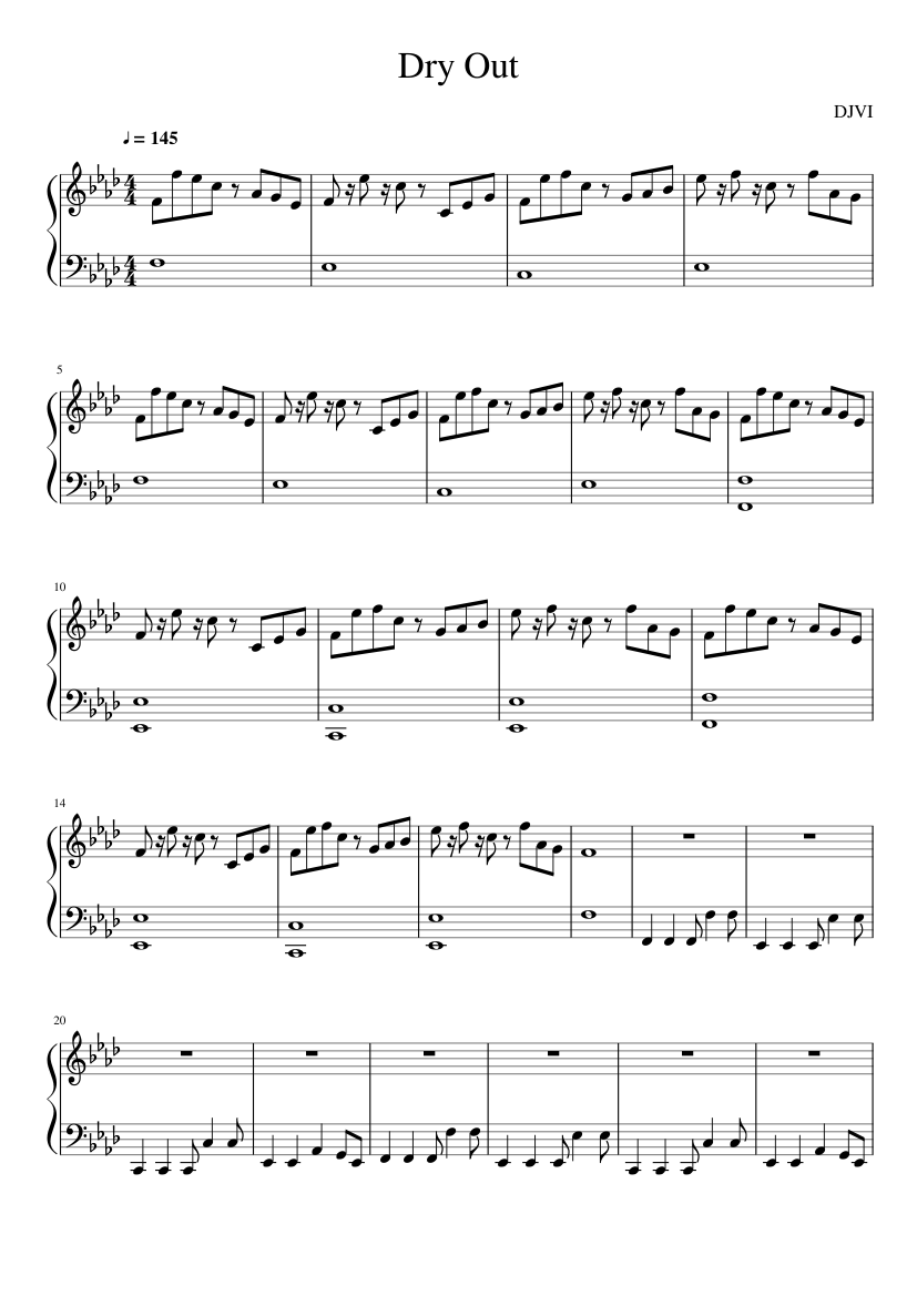 Dry Out Sheet music for Piano (Solo) Easy | Musescore.com