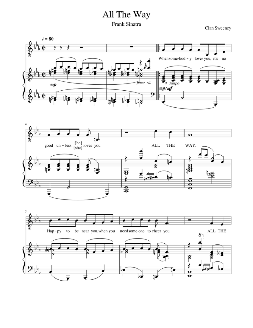 All The Way - Frank Sinatra Sheet music for Piano, Vocals (Piano-Voice ...