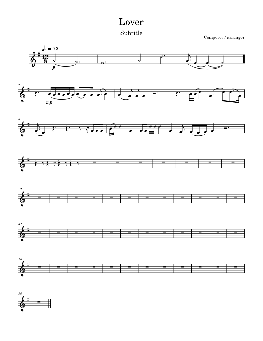 Lover – Taylor Swift Lover Sheet Music for Violin (String Ensemble ...