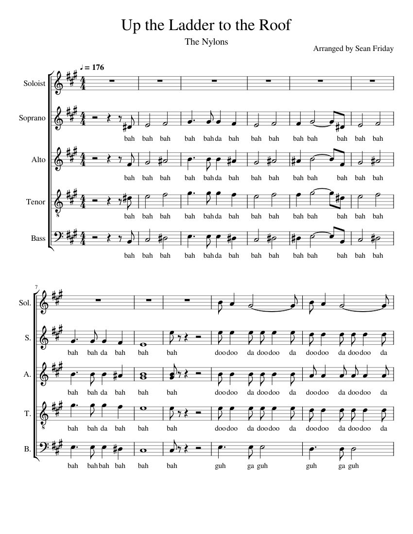 Up the Ladder to the Roof Sheet music for Soprano, Alto, Tenor, Bass ...