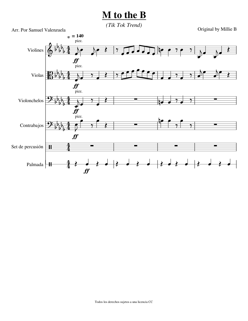 M to the B - Millie B instrumental (Arrangement for string quartet and ...