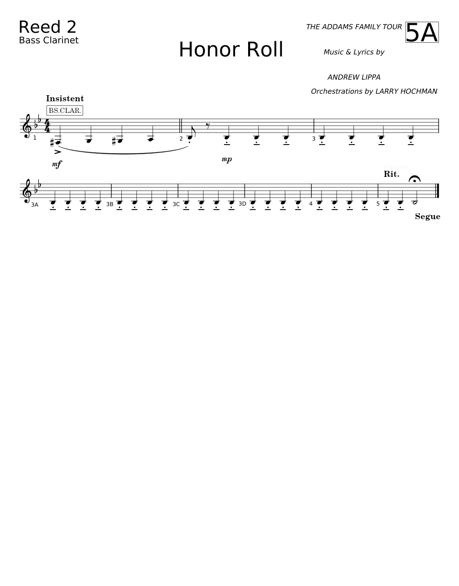 Honnor Roll - Andrew Lippa Sheet music for Clarinet bass (Solo ...