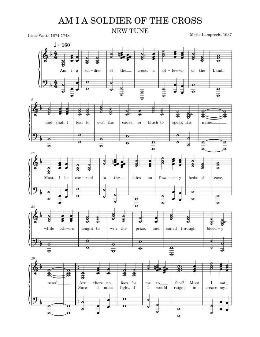 AM I A SOLDIER OF THE CROSS Sheet music for Piano (Church Choir ...